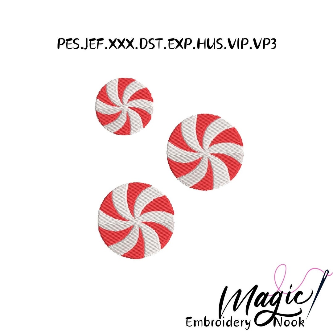 Peppermint Candies Silhouette Embroidery Design Christmas Theme Digital ...