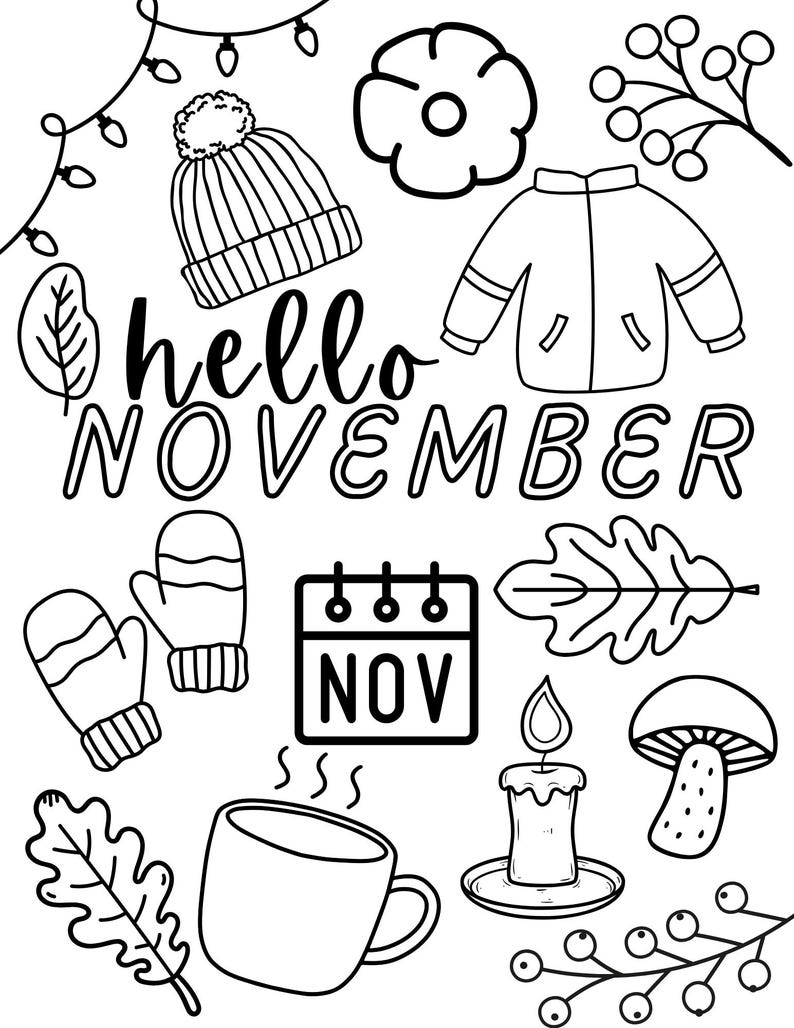 November Coloring Page, Hello November, Remembrance Day, Elementary ...
