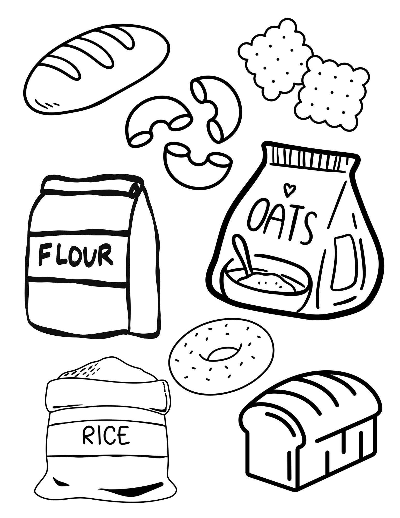 Set of 4, Food Colouring Pages, Fruit, Vegetables, Food Groups, Kids ...