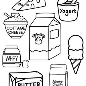 Set of 4, Food Colouring Pages, Fruit, Vegetables, Food Groups, Kids ...
