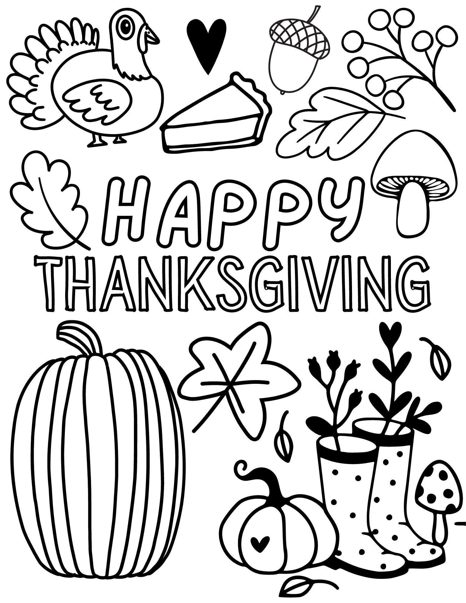 Set of 3, Thanksgiving Colouring Pages, Thankful, Give Thanks, Happy ...