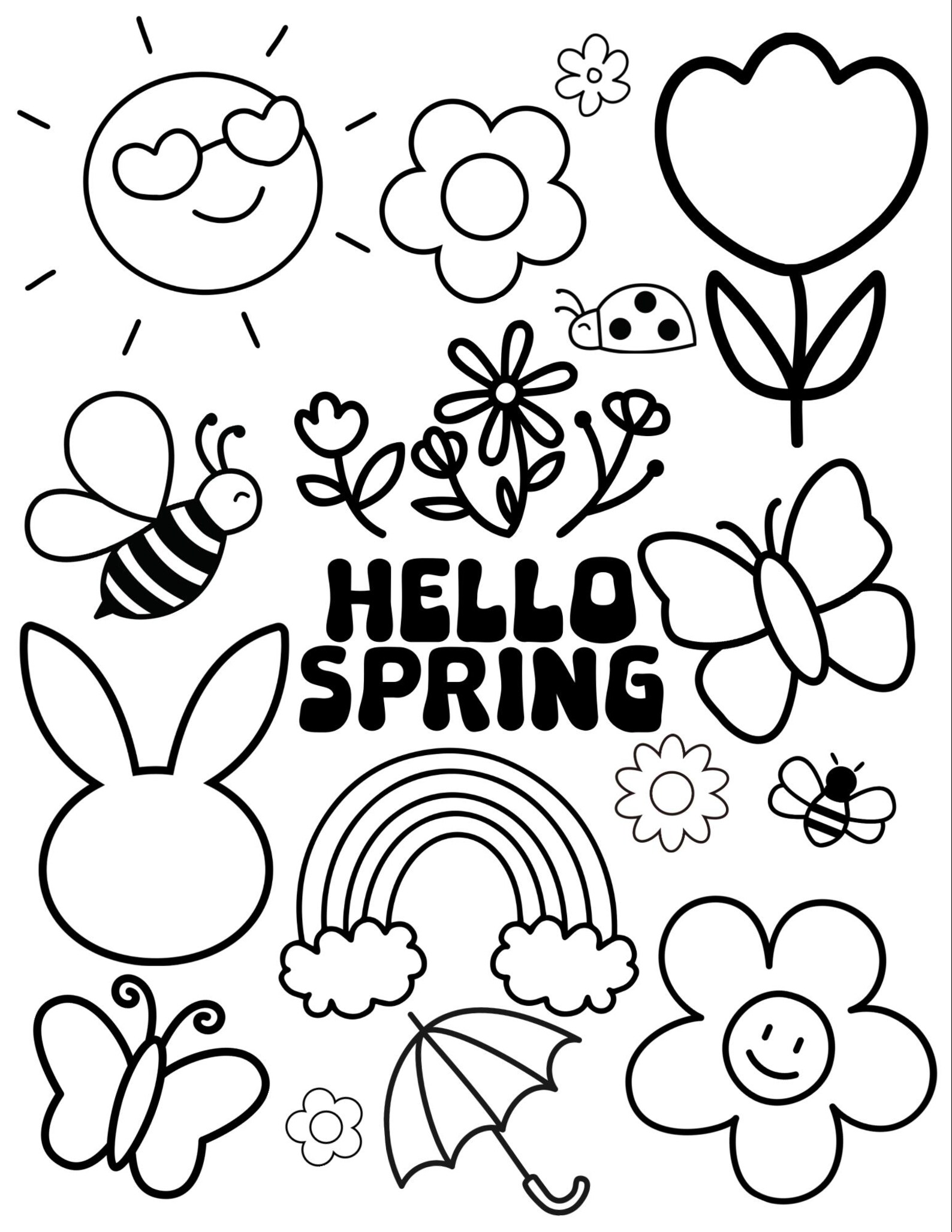 Colouring Page, Spring, Hello Spring, Floral, Flowers, March, April ...