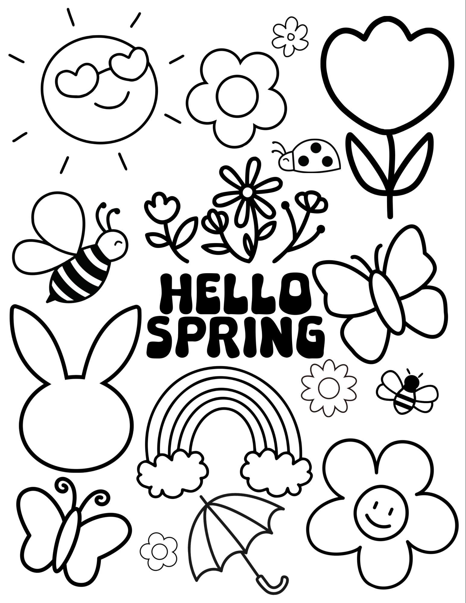 Colouring Page, Spring, Hello Spring, Floral, Flowers, March, April ...