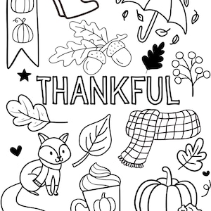 Set of 3, Thanksgiving Colouring Pages, Thankful, Give Thanks, Happy ...