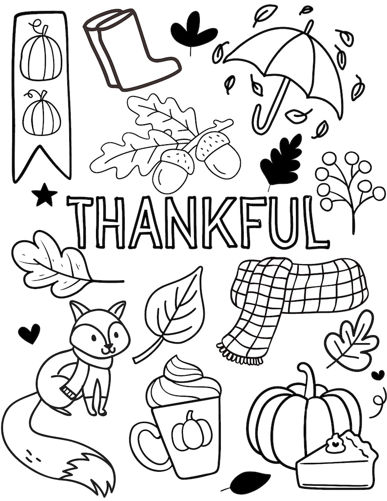 Set of 3, Thanksgiving Colouring Pages, Thankful, Give Thanks, Happy ...