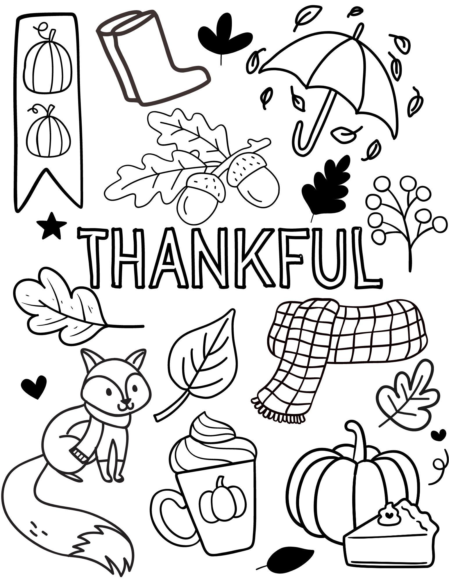 Set of 3, Thanksgiving Colouring Pages, Thankful, Give Thanks, Happy ...