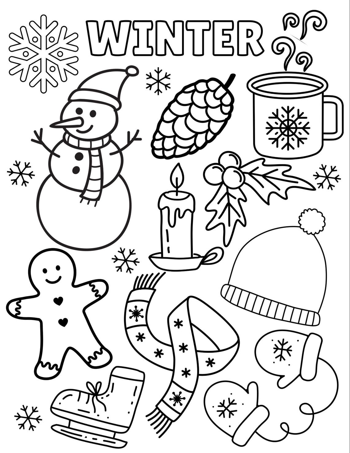Winter Coloring Page, Hello Winter, December, Christmas, Holidays ...