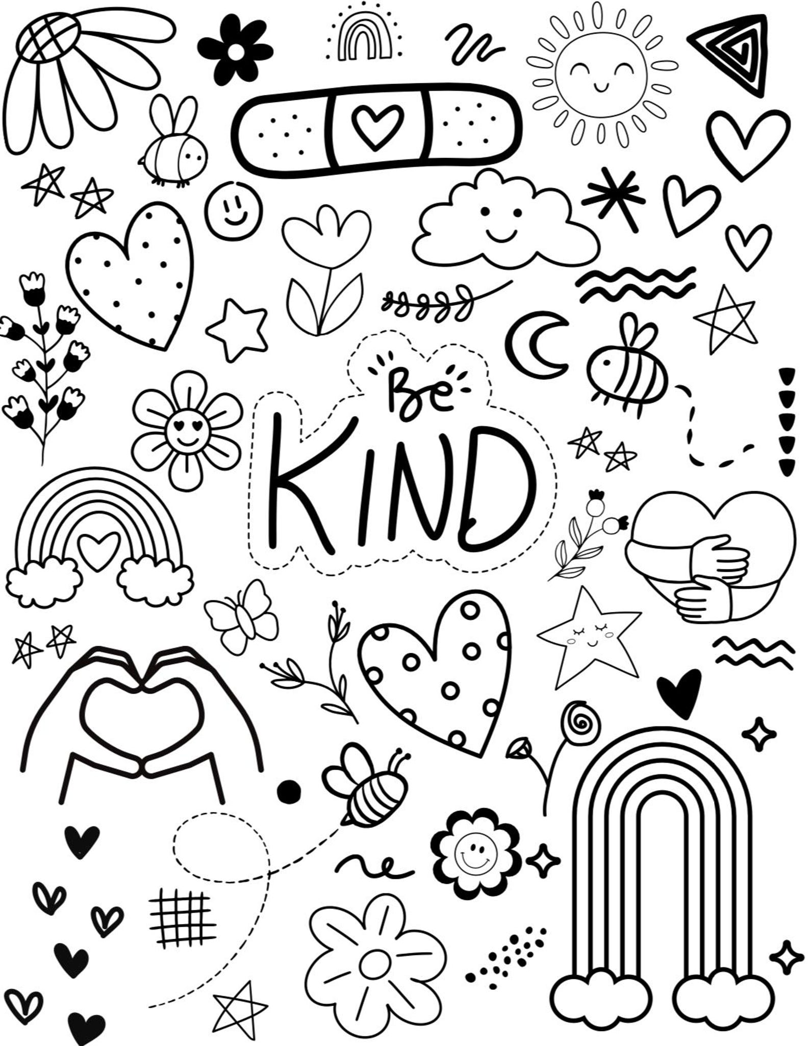 Kindness Colouring Page, Educational, Classroom, Homeschool, Art ...