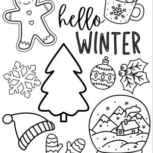 Winter Coloring Page, Hello Winter, December, Christmas, Holidays ...