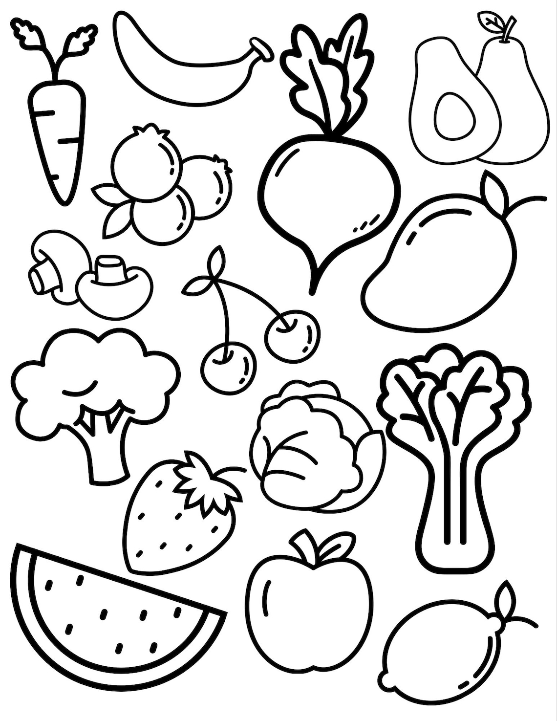 Set of 4, Food Colouring Pages, Fruit, Vegetables, Food Groups, Kids ...