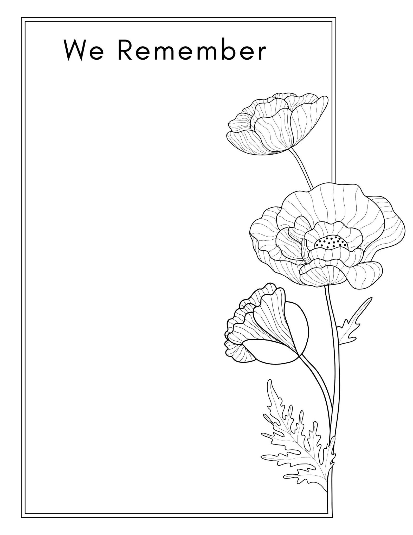 Remembrance Day Coloring Pages, Lest We Forget, November, Poppy ...