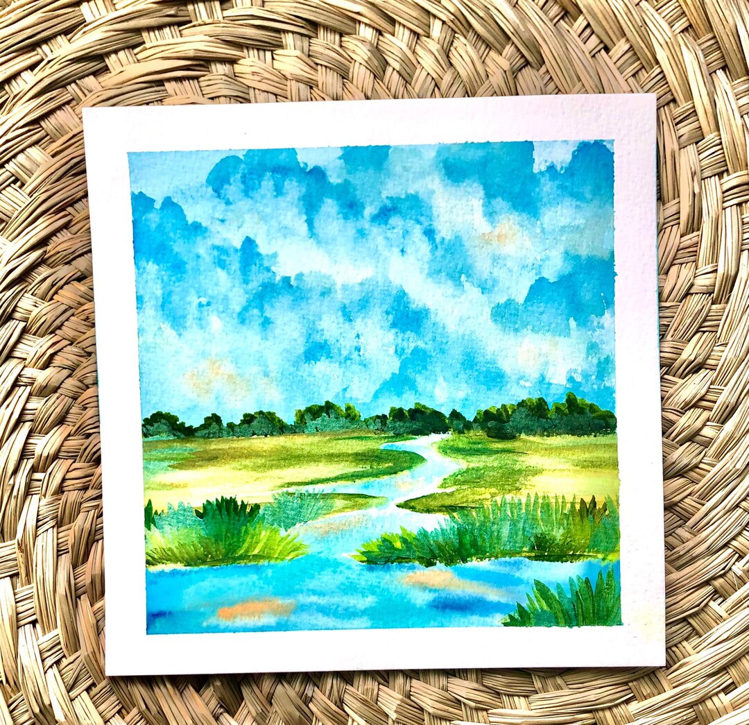 Coastal Marsh Watercolor, Coastal Art Print, Low Country Marsh Art ...