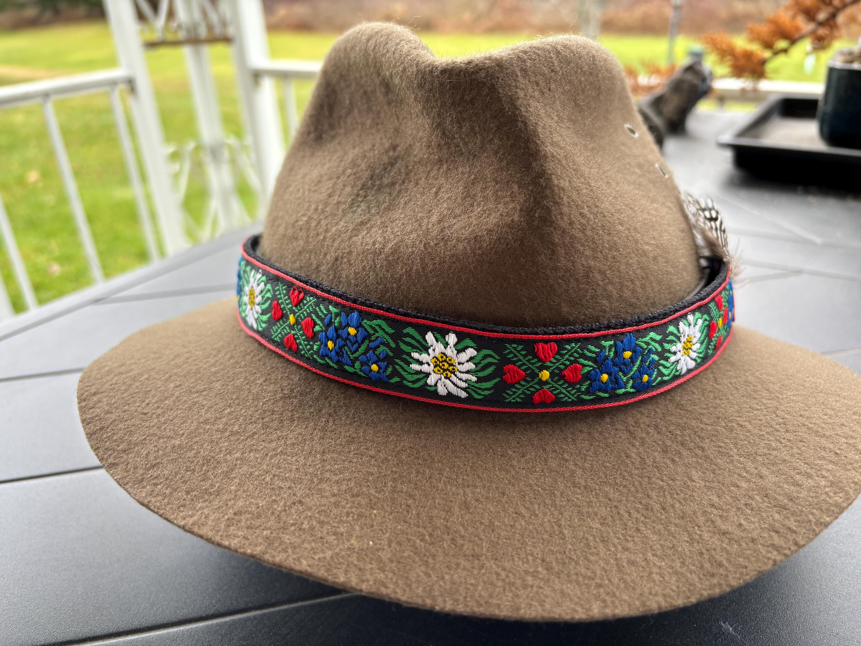 EDELWEISS Hat Band With SWISS FLAG and Feathers,replacement Hat Band ...