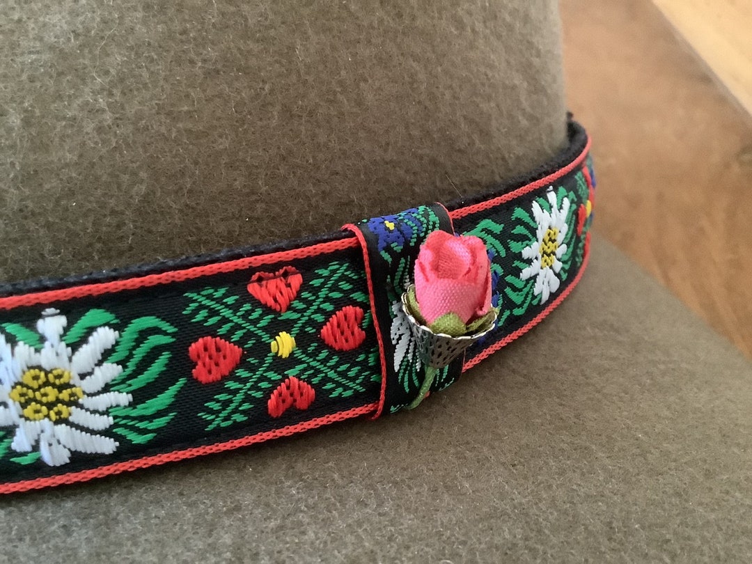 EDELWEISS Hat Band With Small Side Rosebud, Replacement Hat Band ...