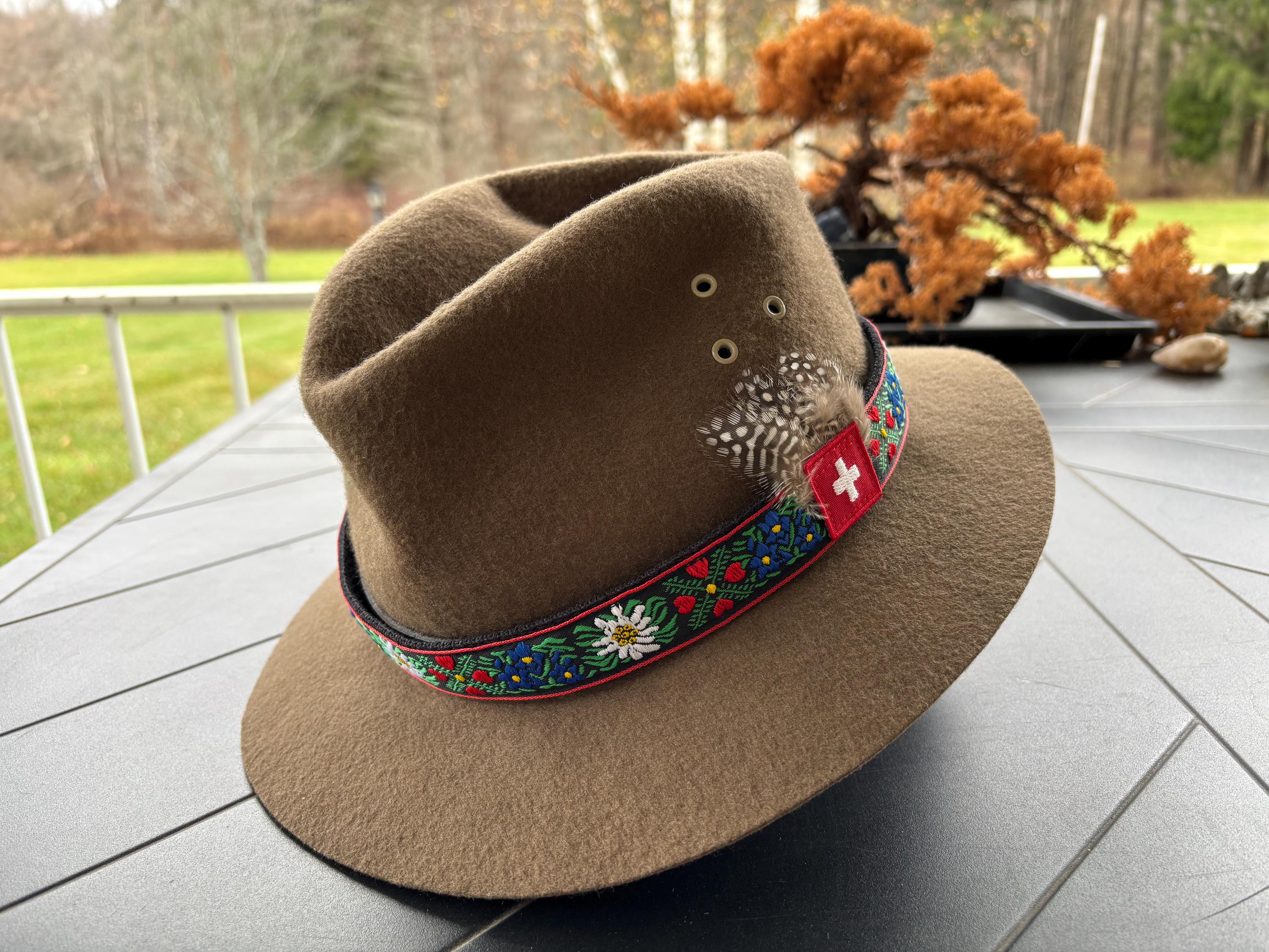 EDELWEISS Hat Band With SWISS FLAG and Feathers,replacement Hat Band ...