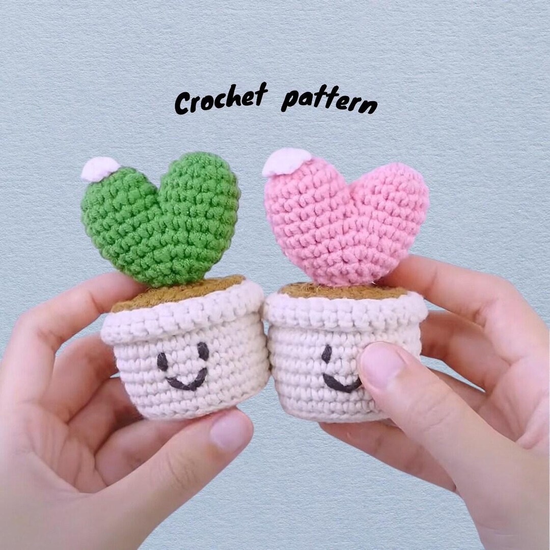 Heart Plant Crochet Pattern, Crochet Plant Home Decor, Easy PDF Crochet ...