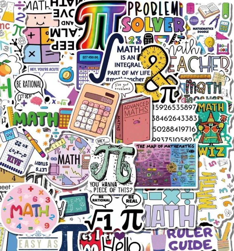 Math Stickers Pack Set Playful Decals for Suitcases, Skateboards ...