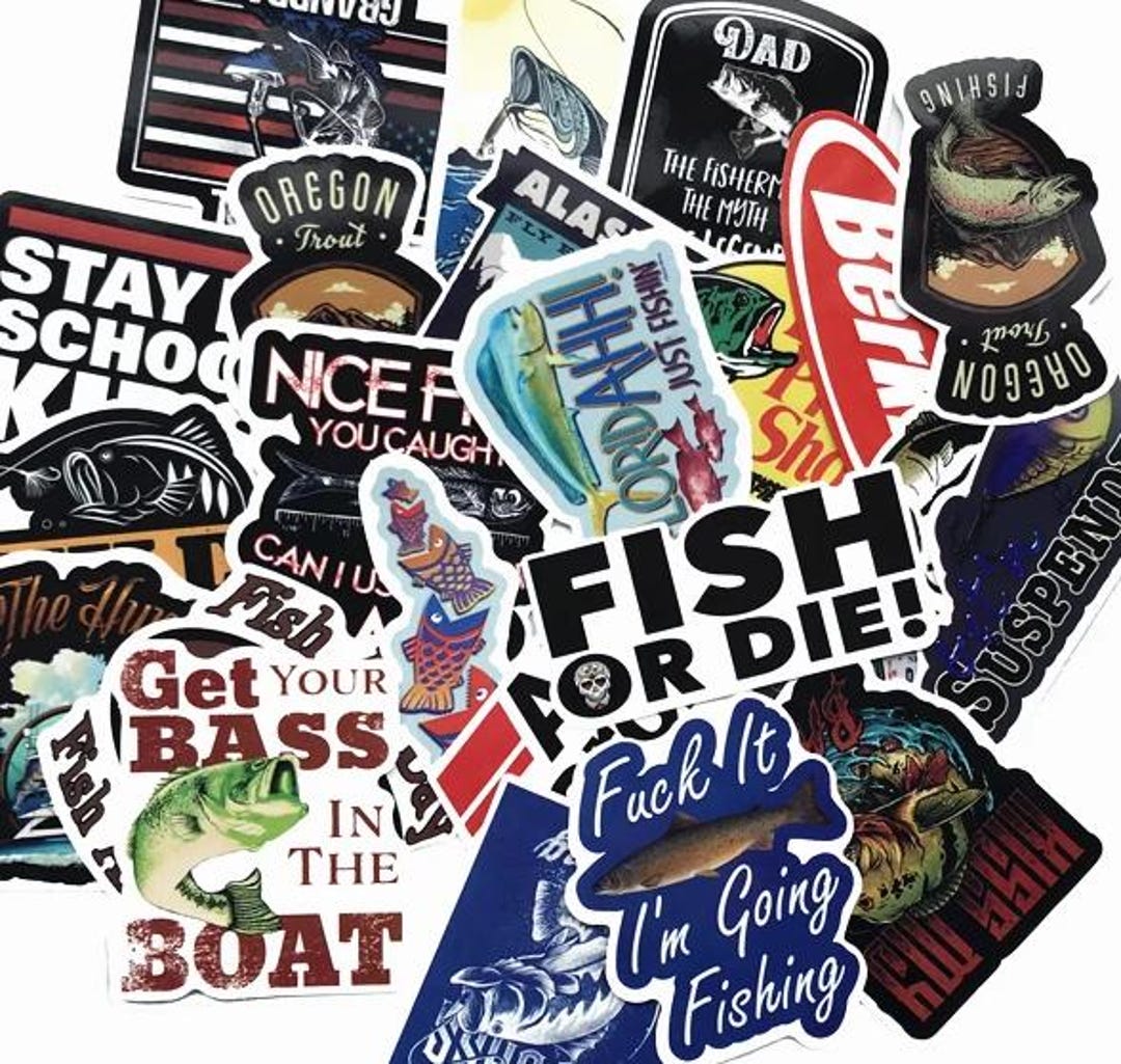 Go Fishing Vinyl Stickers Pack Set Fun Decals for Suitcases, Laptops ...