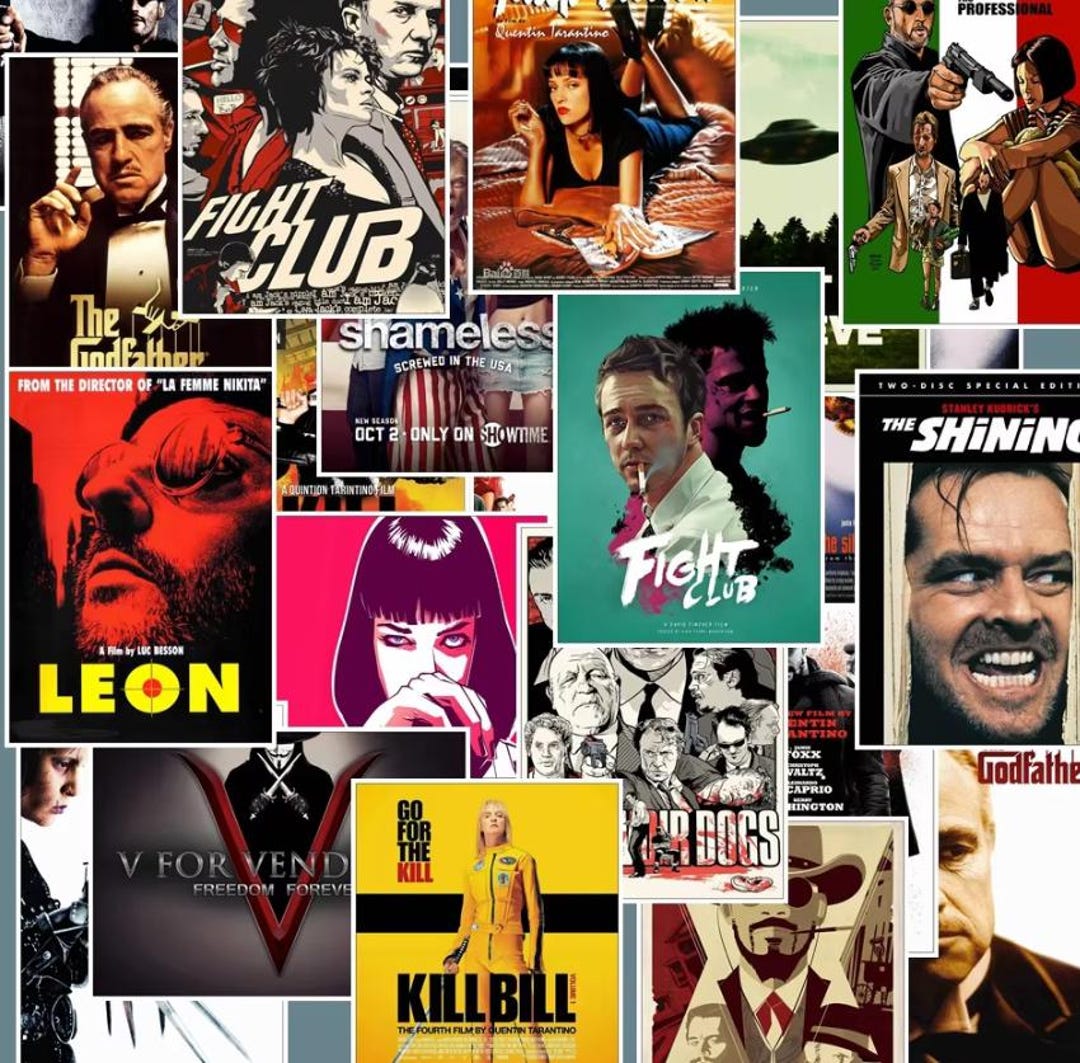 Movie Poster Stickers Pack Vinyl Set Cinema Decals Film Stickers Cult ...