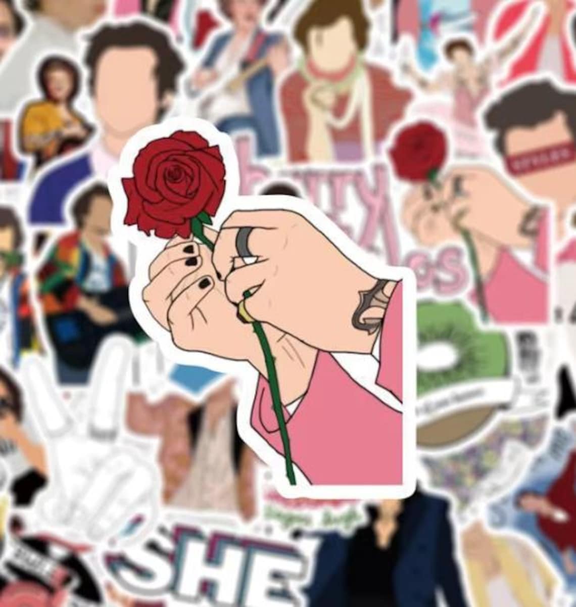 Harry Styles Stickers Pack X50 Unique Vinyl Decals for Journaling Diary ...