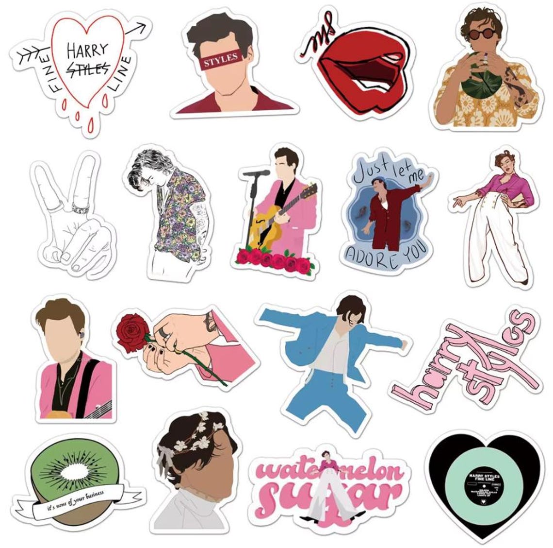 Harry Styles Stickers Pack X50 Unique Vinyl Decals for Journaling Diary ...