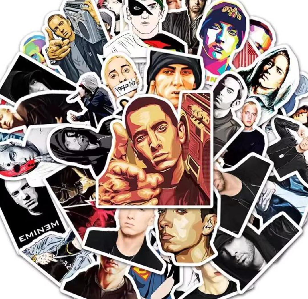 Eminem Sticker Pack Rap Vinyl Decals Set 8 Mile Music Stickers Hiphop ...