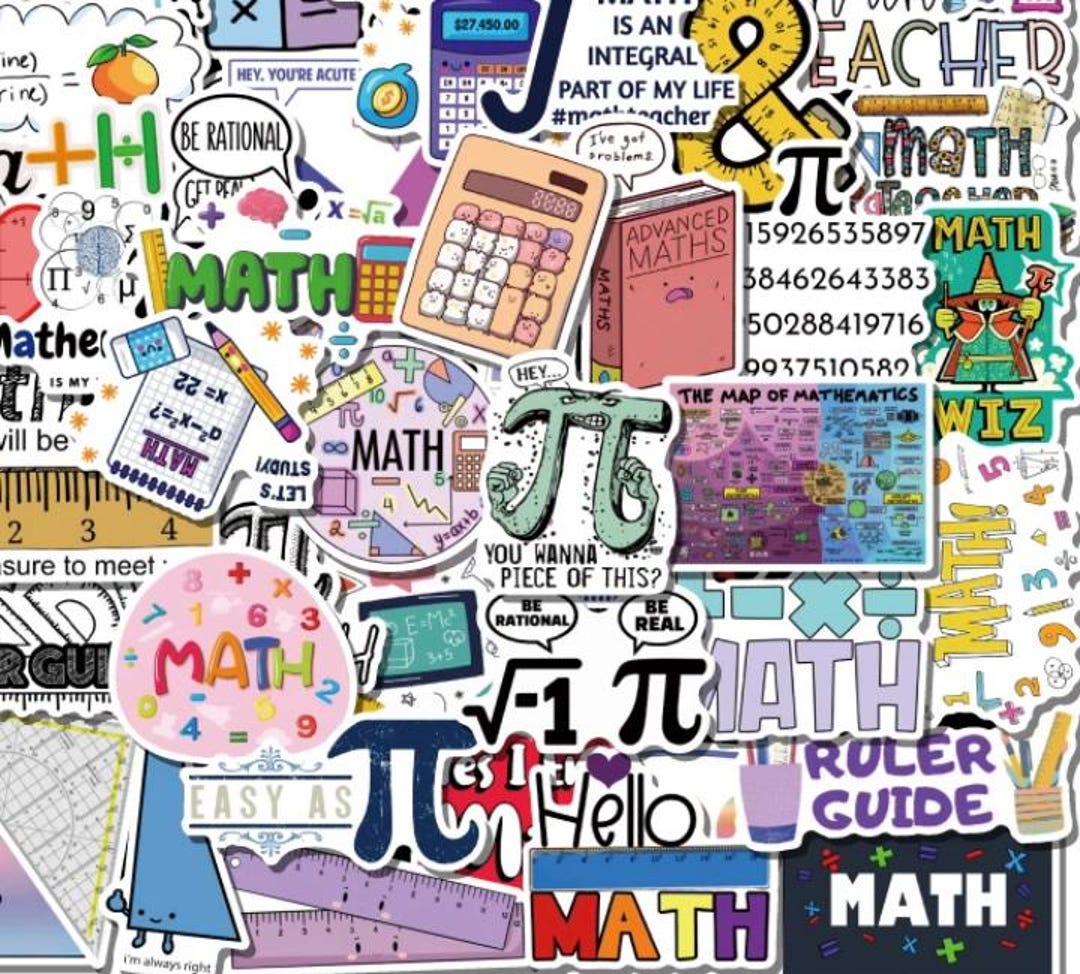 Math Stickers Pack Set Playful Decals for Suitcases, Skateboards ...