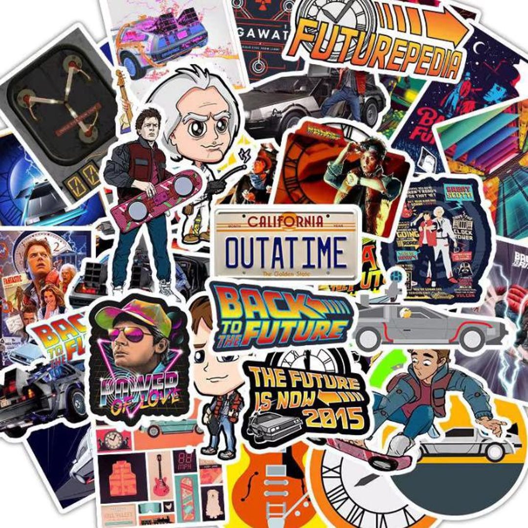 Back to the Future Stickers Pack Vinyl Set Time Travel Sticker Delorean ...
