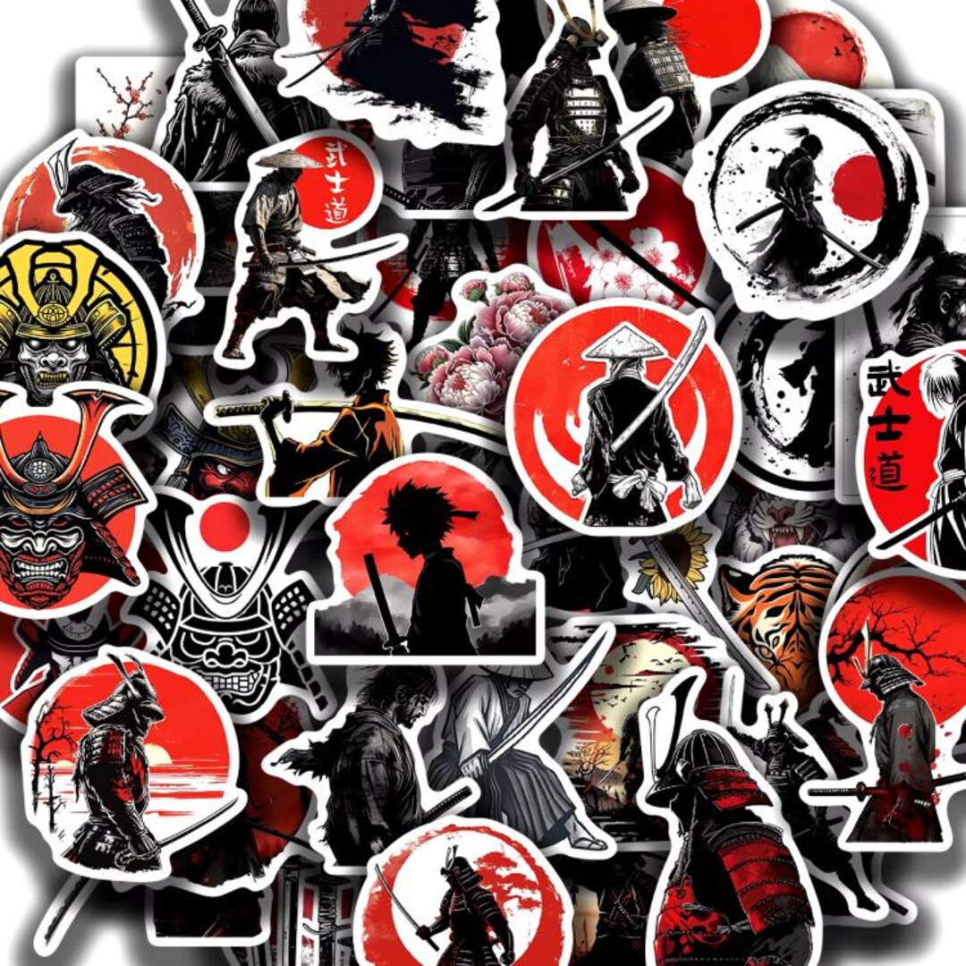 Japanese Samurai Bushido Vinyl Stickers Pack X50 Uniq Decals Warrior ...