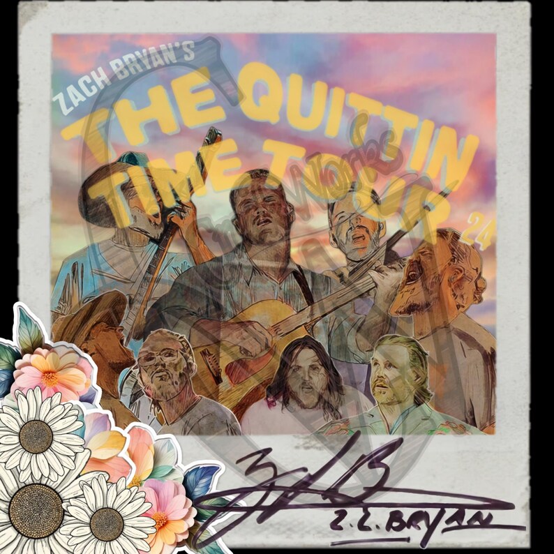 Zach Bryan Quitin' Time Tour PNG and JPEG Digital Image (sticker, Decal ...