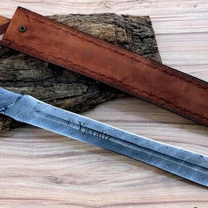 Hand Forged, Custom Damascus Steel Sword 32 Inches, Full Tang, Vikings ...