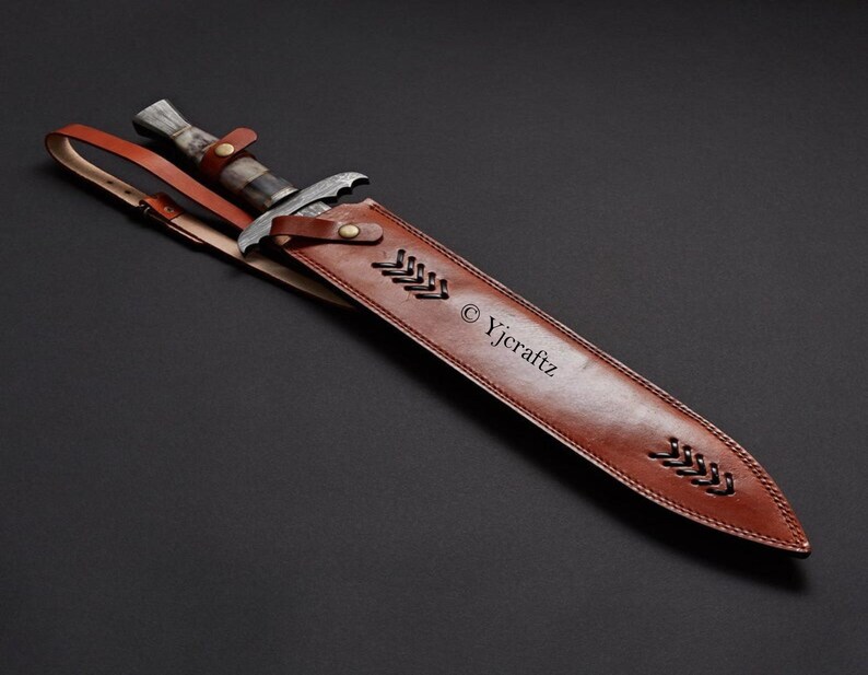 Hand Forged, Custom Damascus Steel Sword 24 Inches, Full Tang, Vikings ...