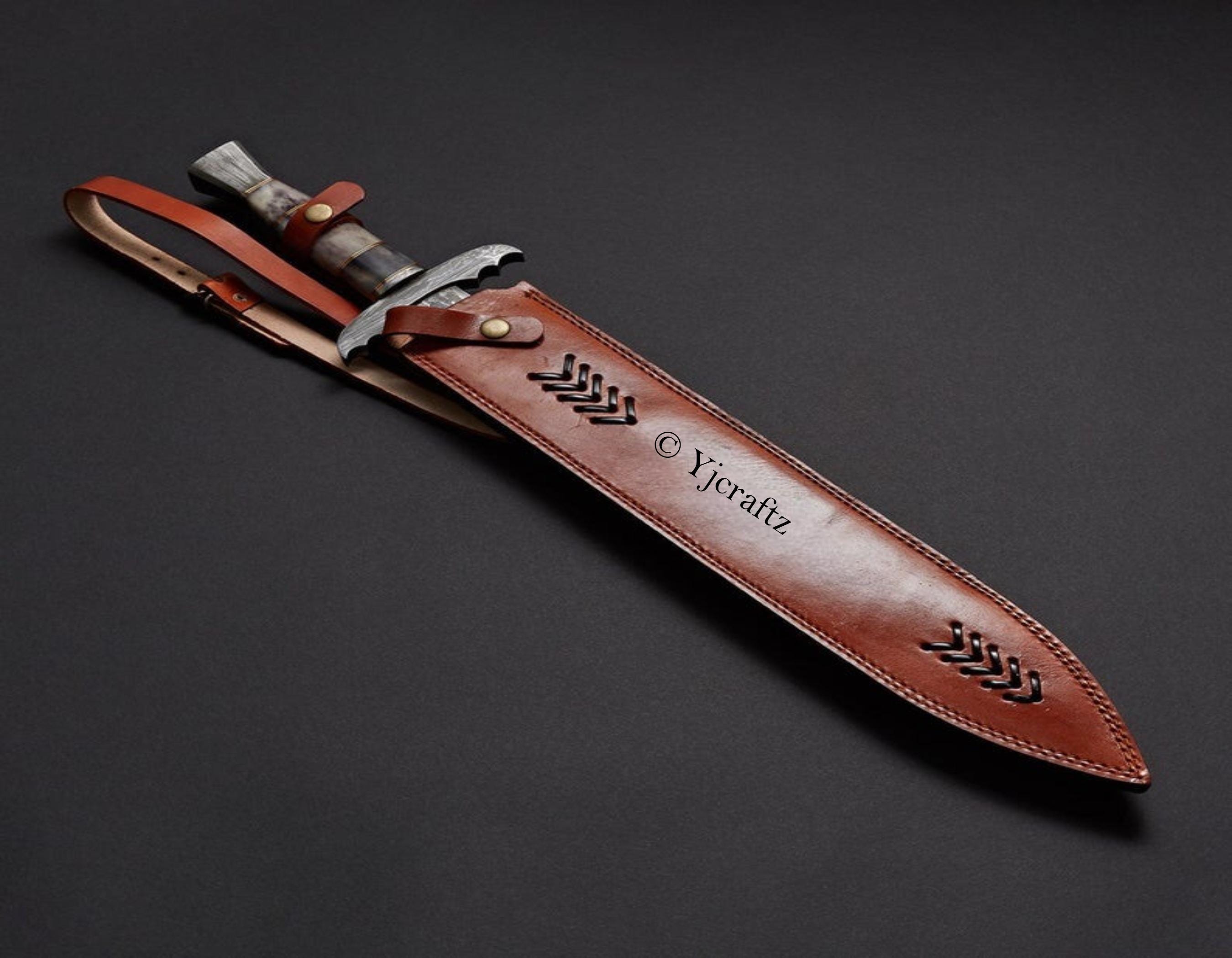 Hand Forged, Custom Damascus Steel Sword 24 Inches, Full Tang, Vikings ...