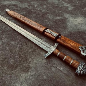 Hand Forged, Custom Damascus Steel Sword 35 Inches, Full Tang, Vikings ...