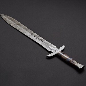 Hand Forged, Custom Damascus Steel Sword 24 Inches, Full Tang, Vikings ...