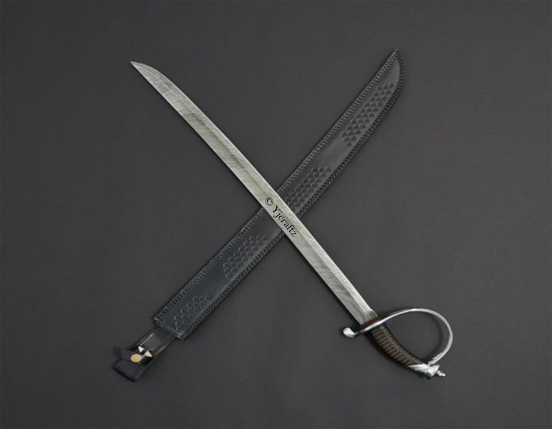 Hand Forged, Custom Damascus Steel 32 Inches, Full Tang, Cutlass, With ...