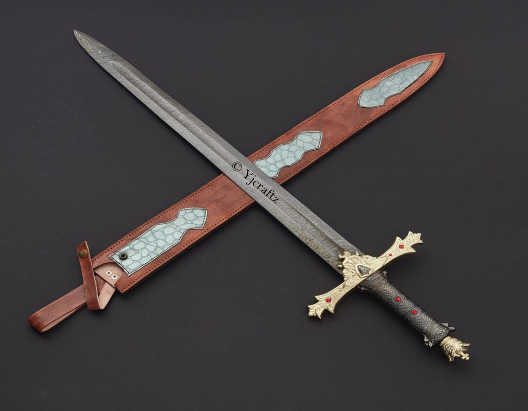 Hand Forged, Custom Damascus Steel Sword 32 Inches, Full Tang, King ...