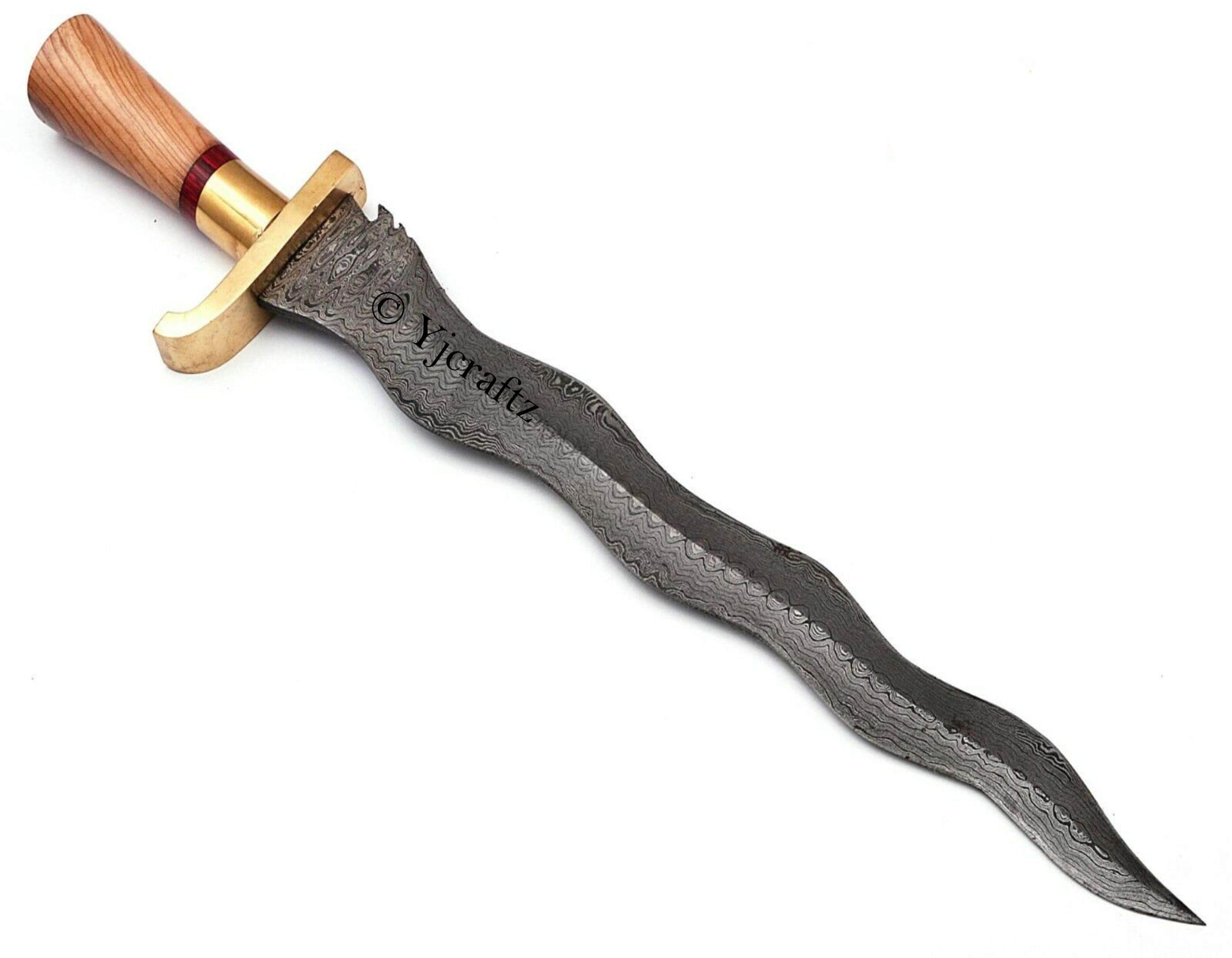 Hand Forged, Custom Damascus Steel Sword 24 Inches, Kris Blade, Keri ...