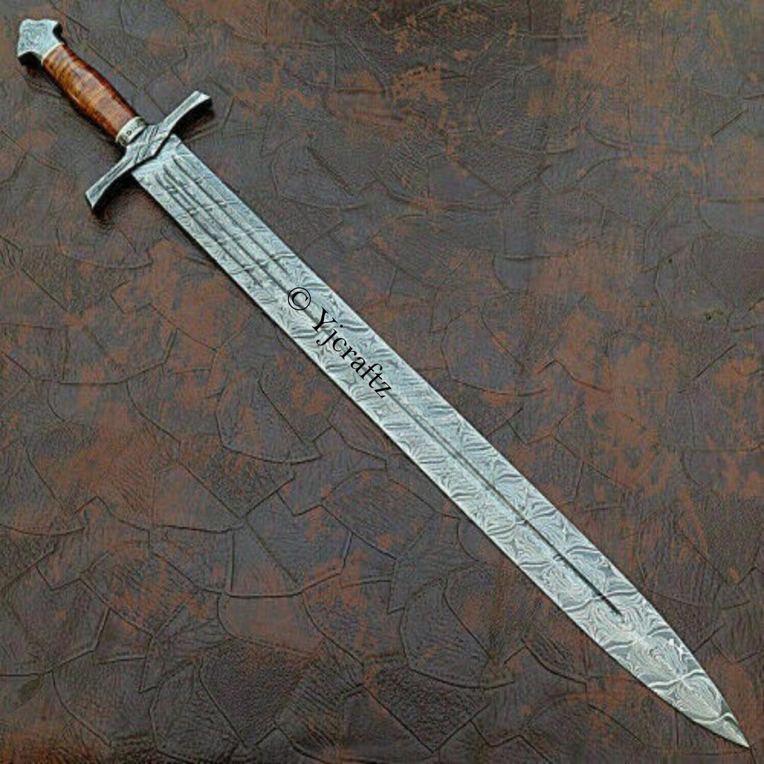 Handmade Full Tang, Damascus Steel Sword 31 Inches, Viking Swords, High ...