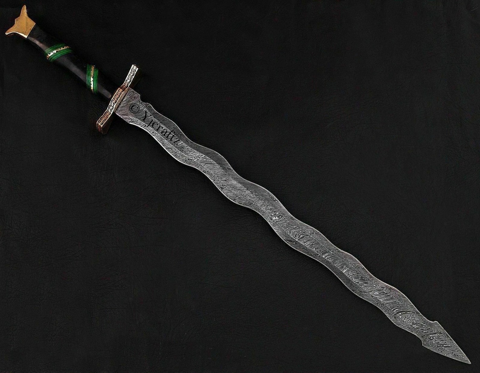 Hand Forged, Custom Damascus Steel Sword 30 Inches, Kris Blade, Keri ...