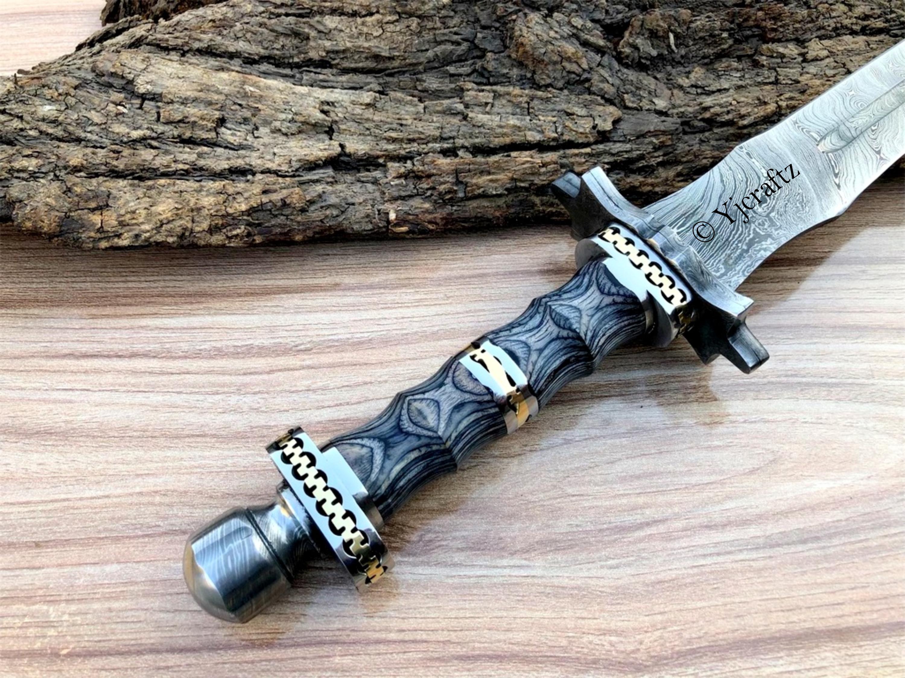 Hand Forged, Custom Damascus Steel Sword 32 Inches, Full Tang, Vikings ...