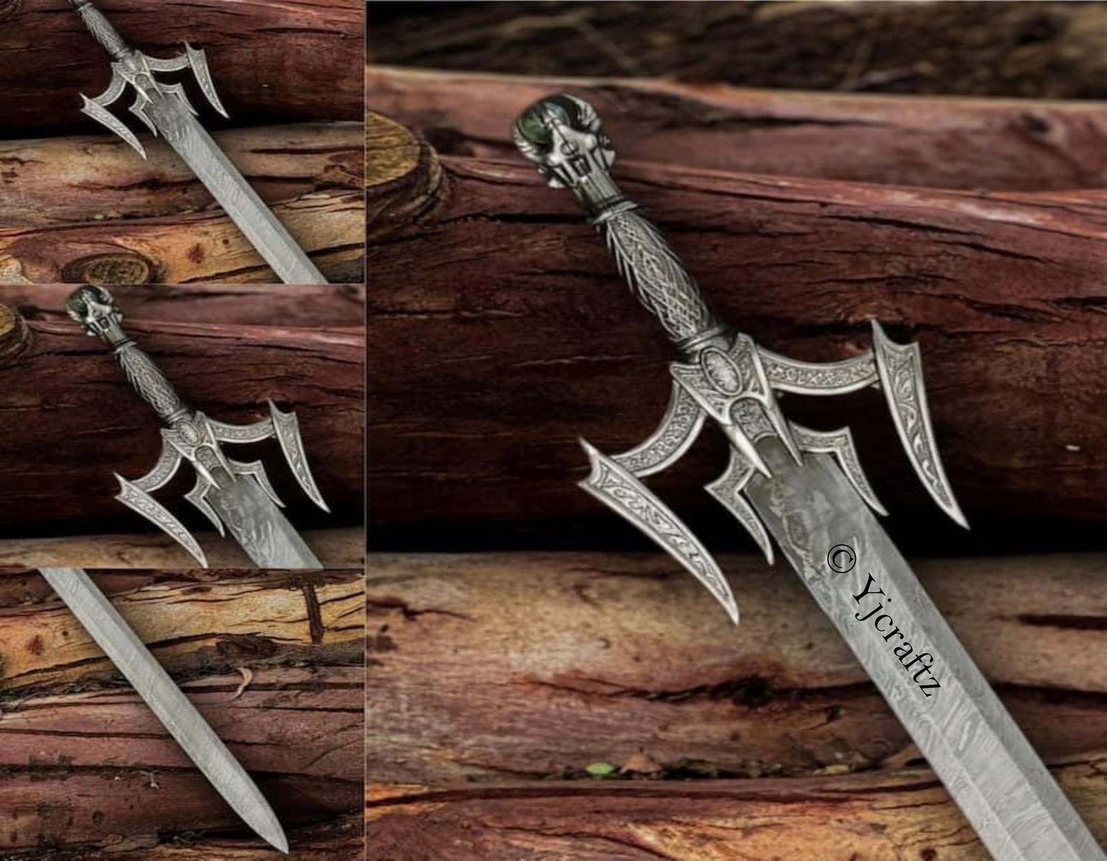 Hand Forged, Custom Damascus Steel Sword 37 Inches, Full Tang, Vikings ...