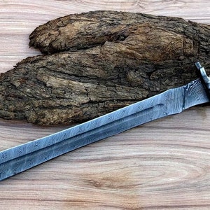 Hand Forged, Custom Damascus Steel Sword 32 Inches, Full Tang, Viking ...