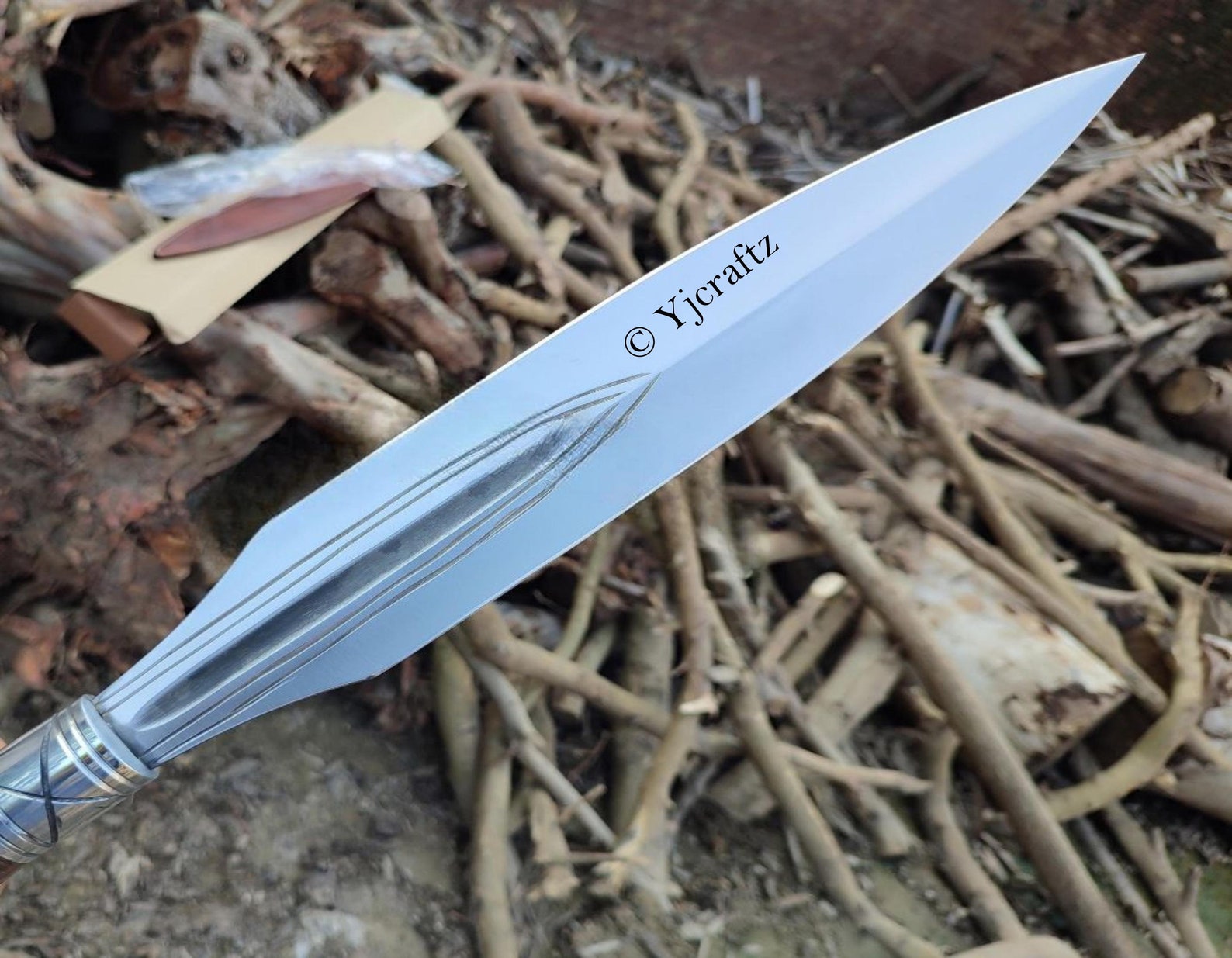 Hand Forged, Custom High Carbon Steel Spear 32 Inches, Full Tang ...