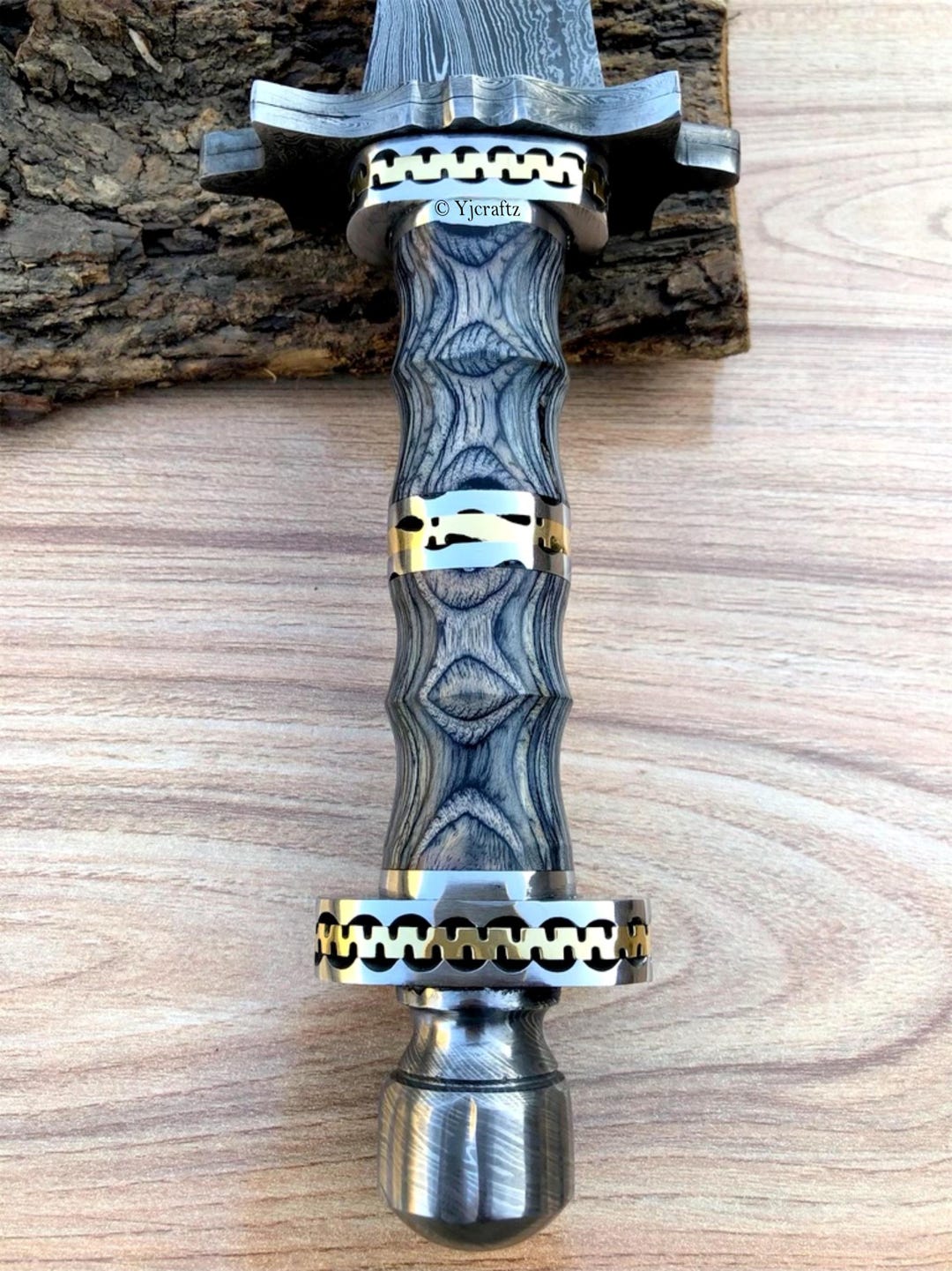 Hand Forged, Custom Damascus Steel Sword 32 Inches, Full Tang, Vikings ...