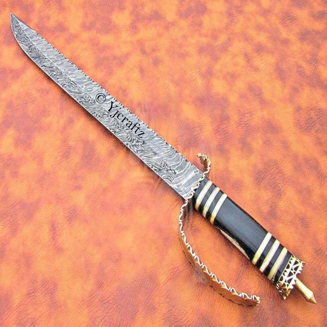 Hand Forged, Custom Damascus Steel Sword 25 Inches, Full Tang, Vikings ...