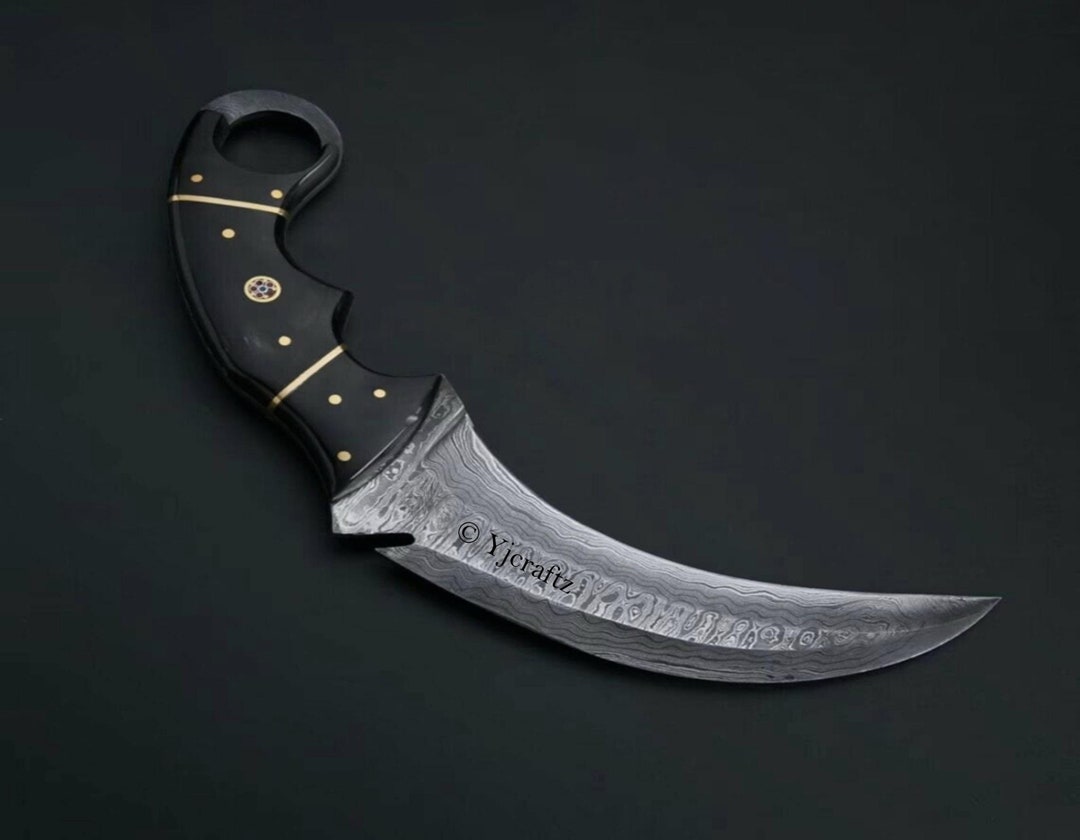 Hand Forged, Custom Damascus Steel Karambit 10 Inches, Full Tang, Knife ...