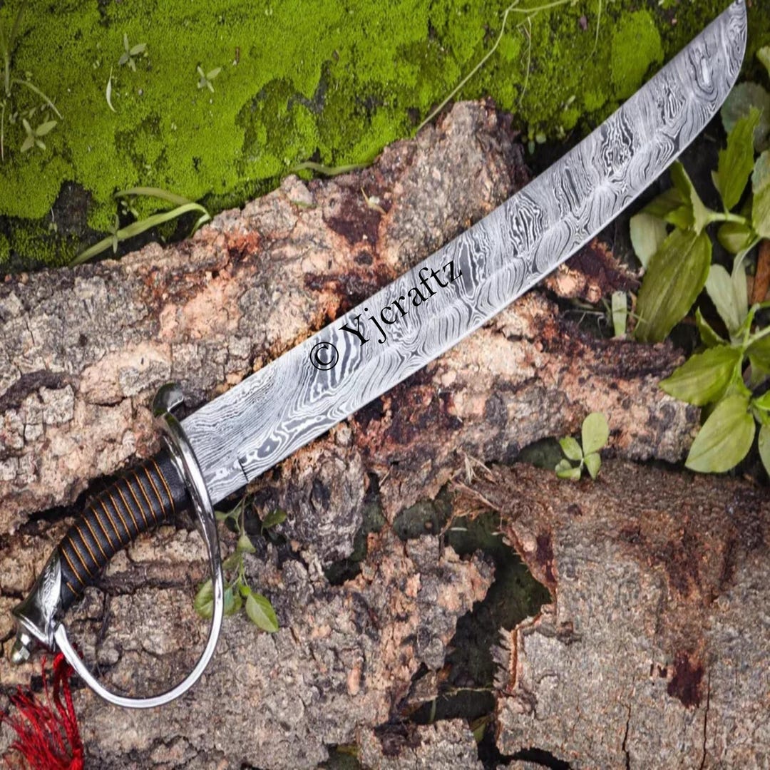 Hand Forged, Custom Damascus Steel Sword 24 Inches, Full Tang, Cutlass ...