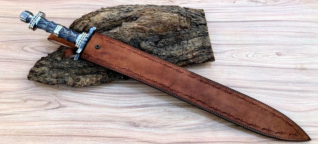 Hand Forged, Custom Damascus Steel Sword 32 Inches, Full Tang, Viking ...