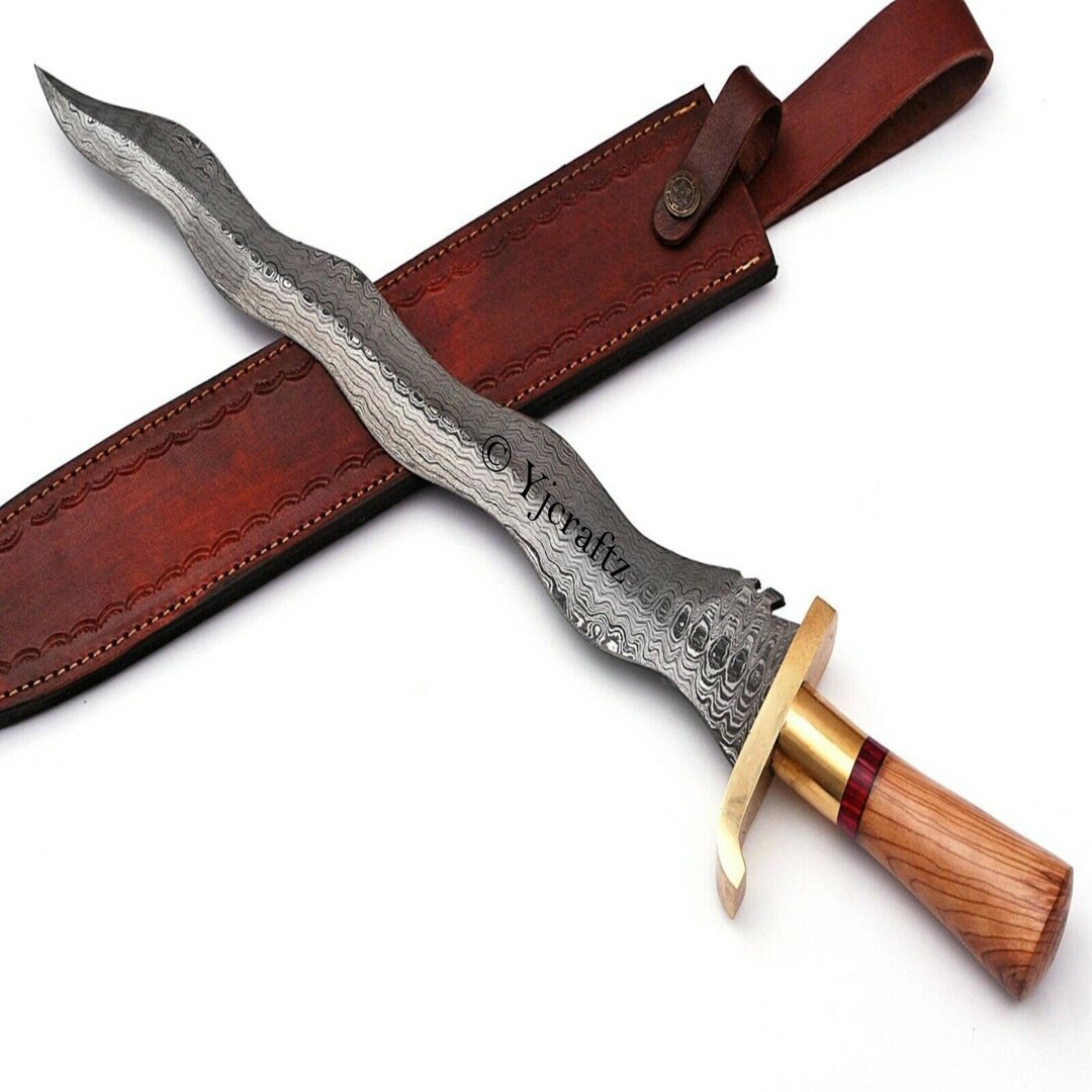 Hand Forged, Custom Damascus Steel Sword 24 Inches, Kris Blade, Keri ...